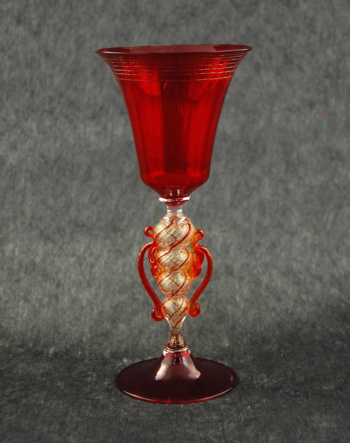 Calice in vetro cristallo oro con baffi